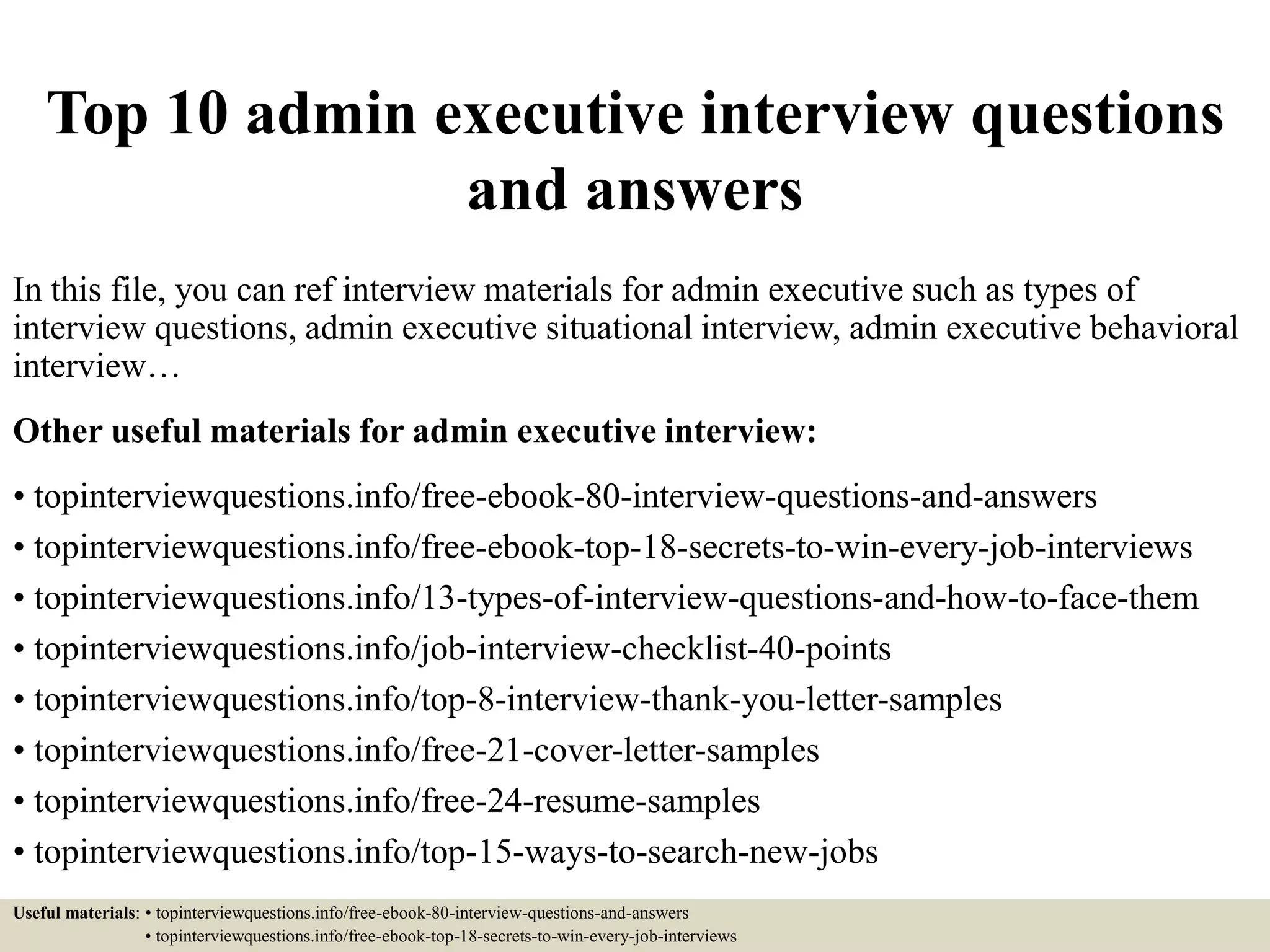 Top 10 admin executive interview questions and answers | PPTX