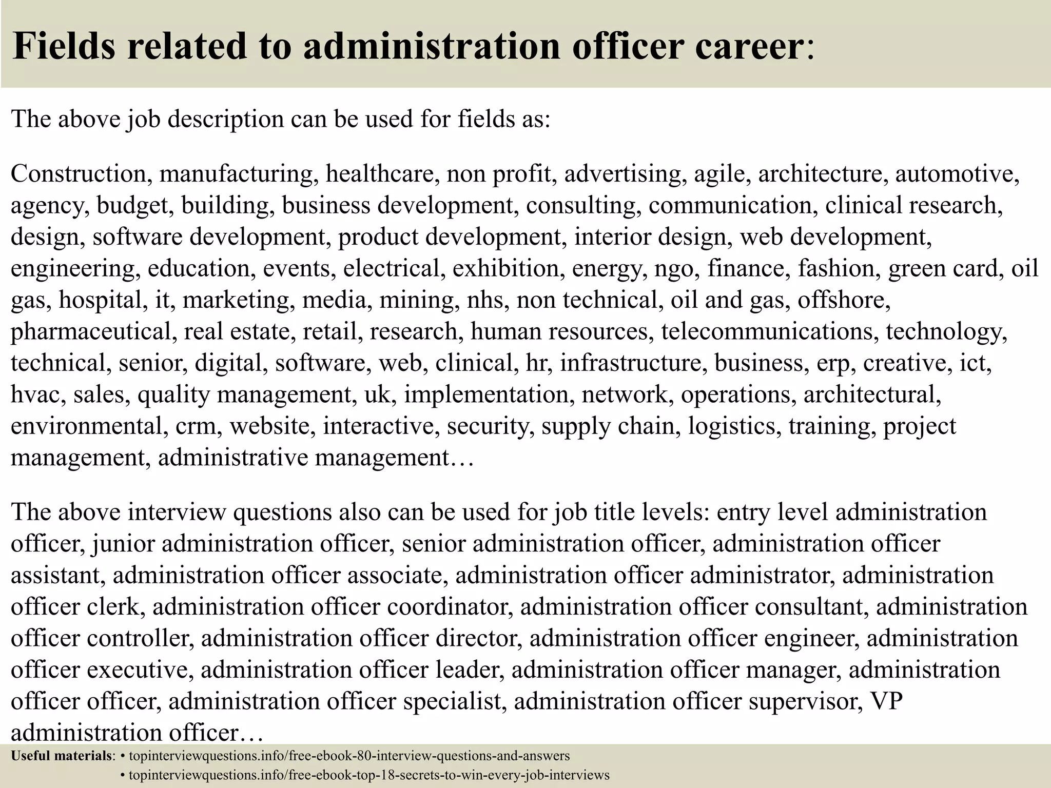 Top 10 administration officer interview questions and answers | PPTX