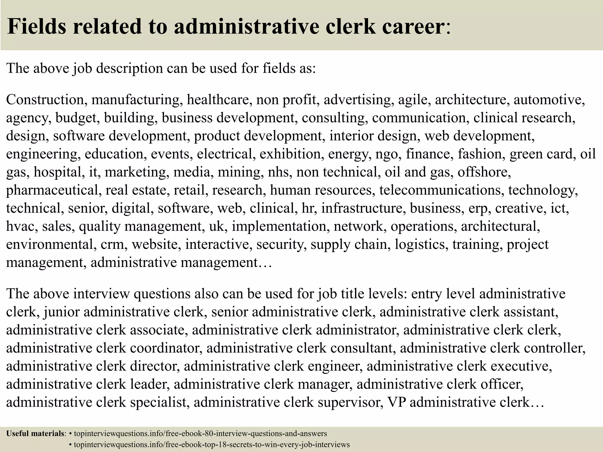 Top 10 administrative clerk interview questions and answers | PPT ...