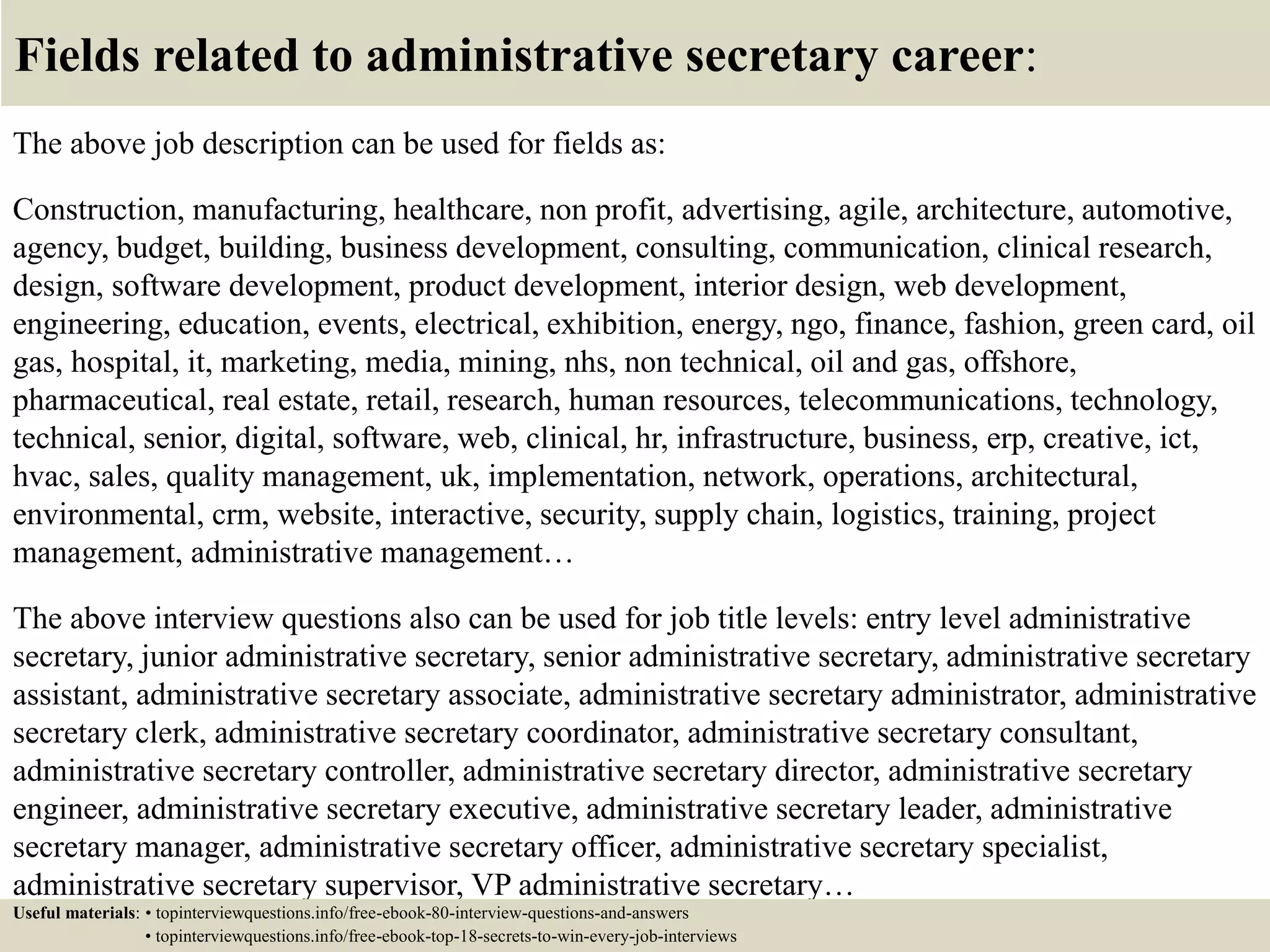 Top 10 administrative secretary interview questions and answers | PPTX