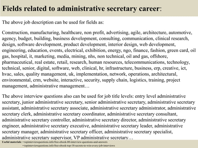 Top 10 administrative secretary interview questions and answers | PPTX
