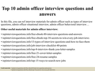 Top 10 admin officer interview questions and answers | PPT