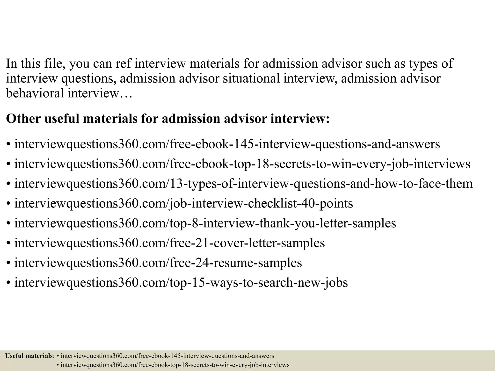 Top 10 admission advisor interview questions and answers | PPTX