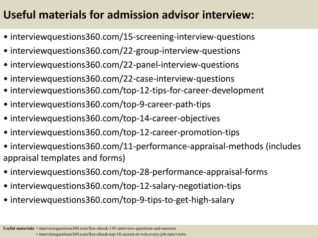 Top 10 admission advisor interview questions and answers | PPTX
