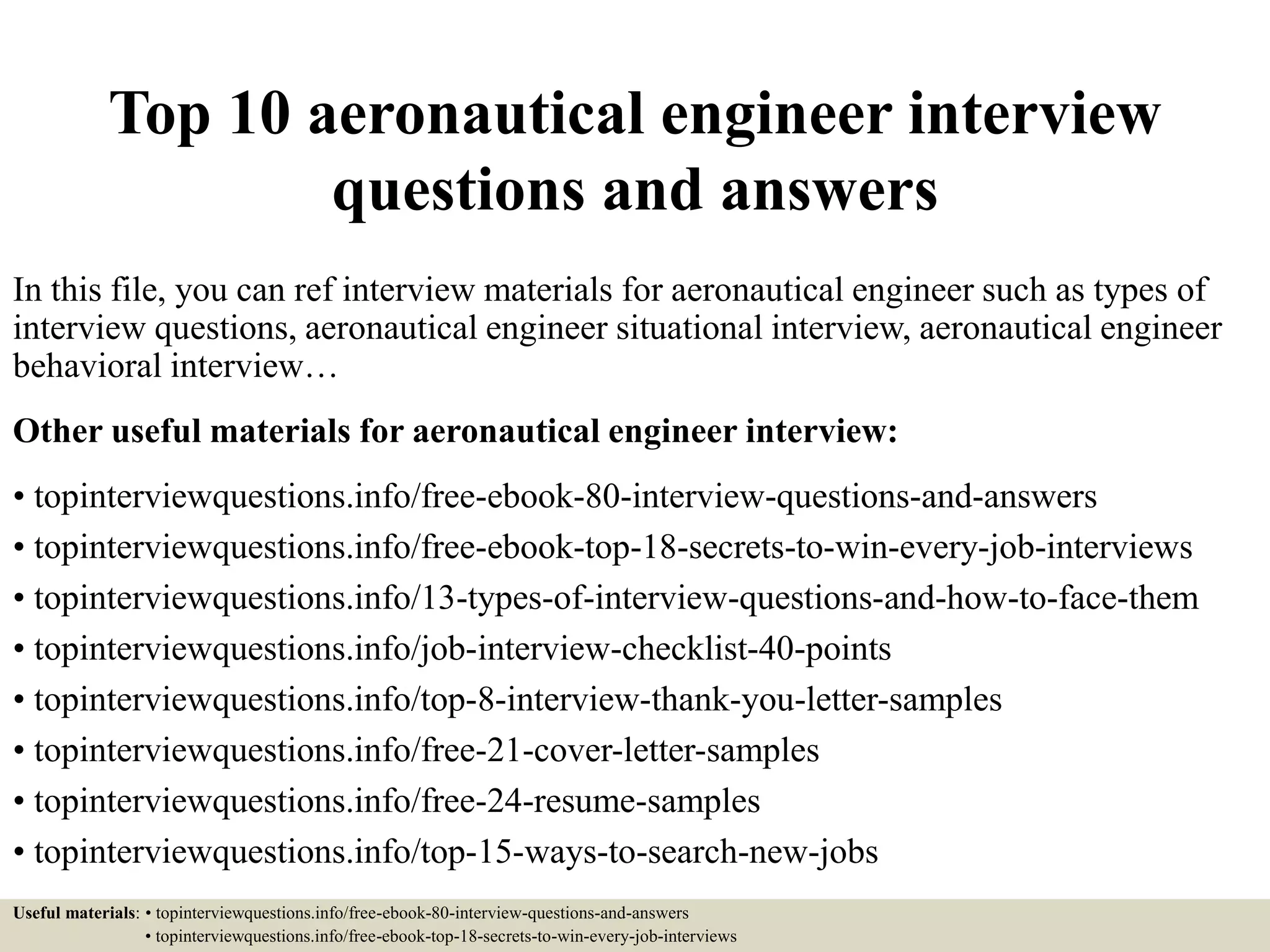 Top 10 aeronautical engineer interview questions and answers | PPTX
