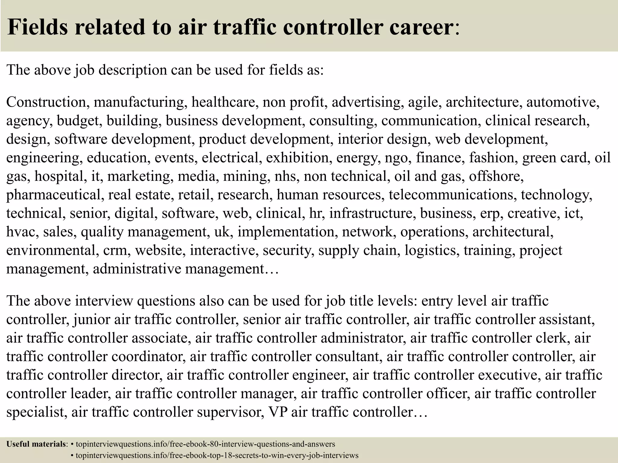 Top 10 air traffic controller interview questions and answers | PPTX