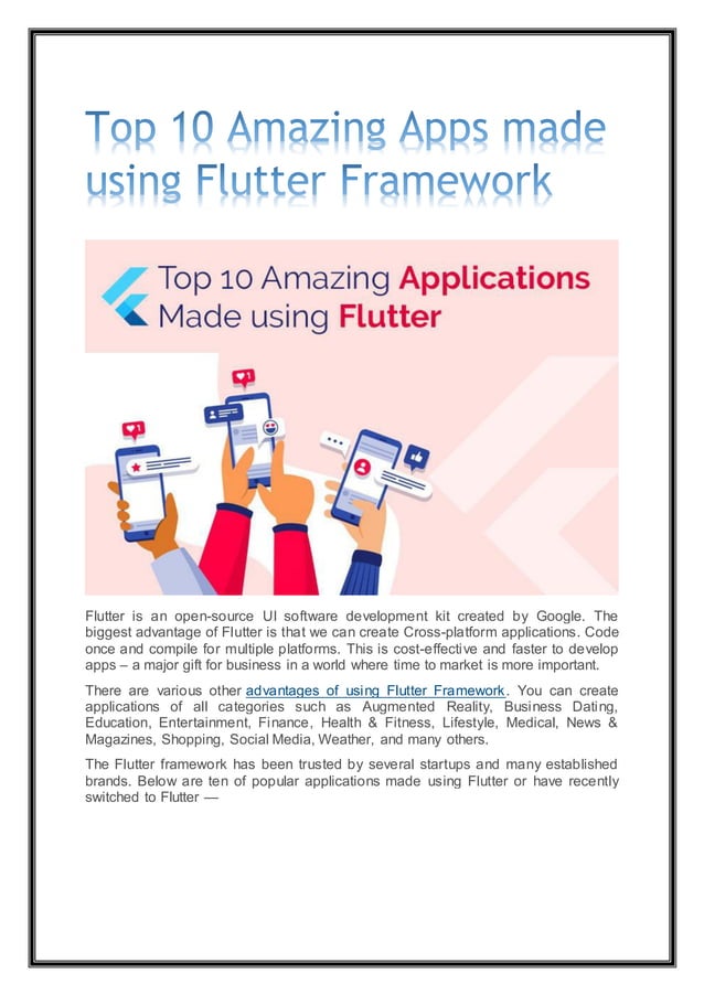 Top 10 amazing apps made using flutter framework | PDF