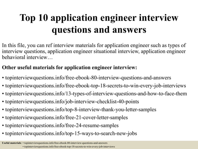 Top 10 application engineer interview questions and answers | PPT