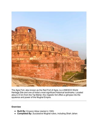 Top 10 Attractions and Places to Visit in Agra | DOCX