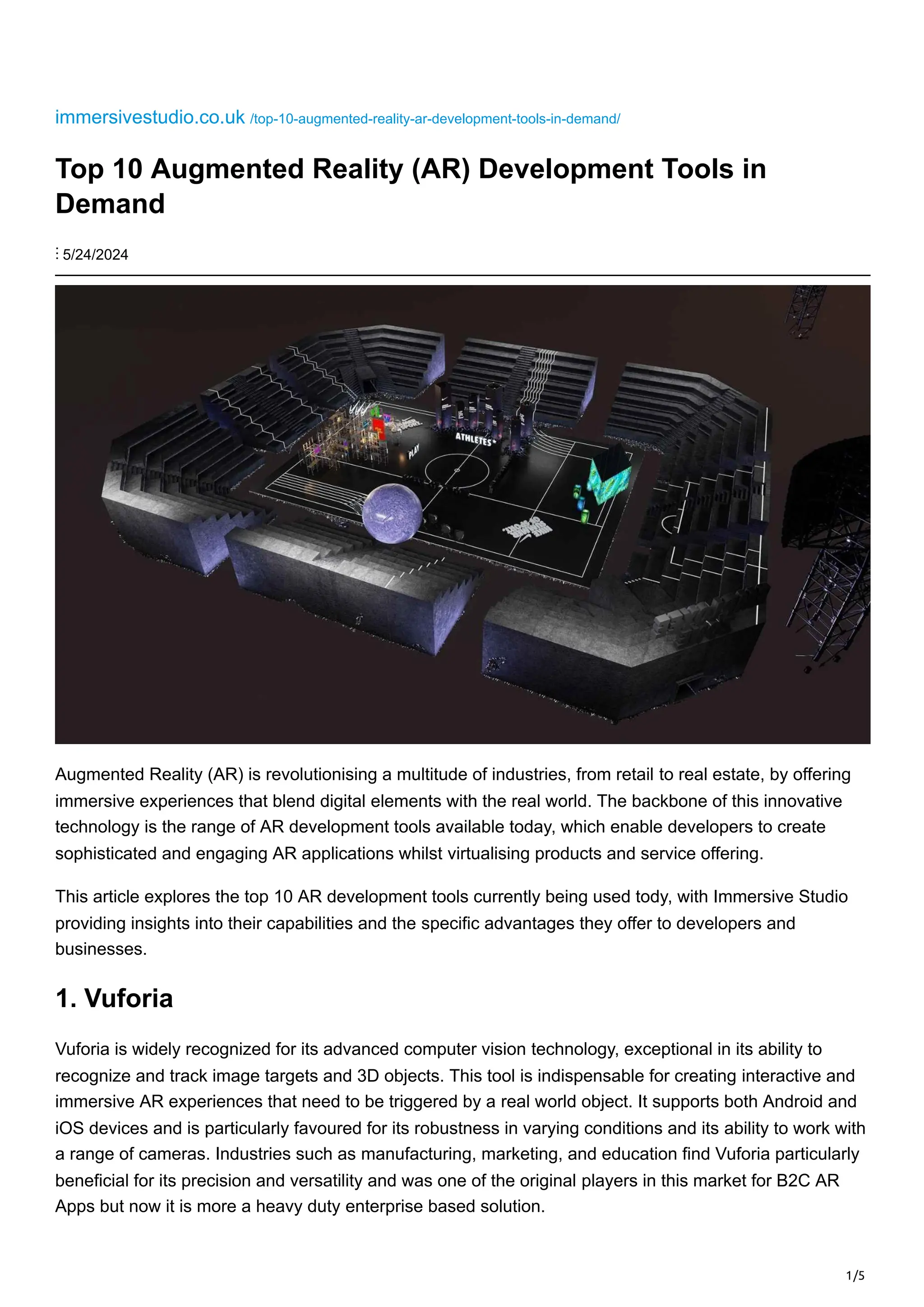 Top 10 Augmented Reality AR Development Tools in Demand | PDF