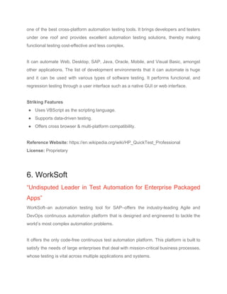 Top 10 Automation Testing Tools in 2020 | PDF