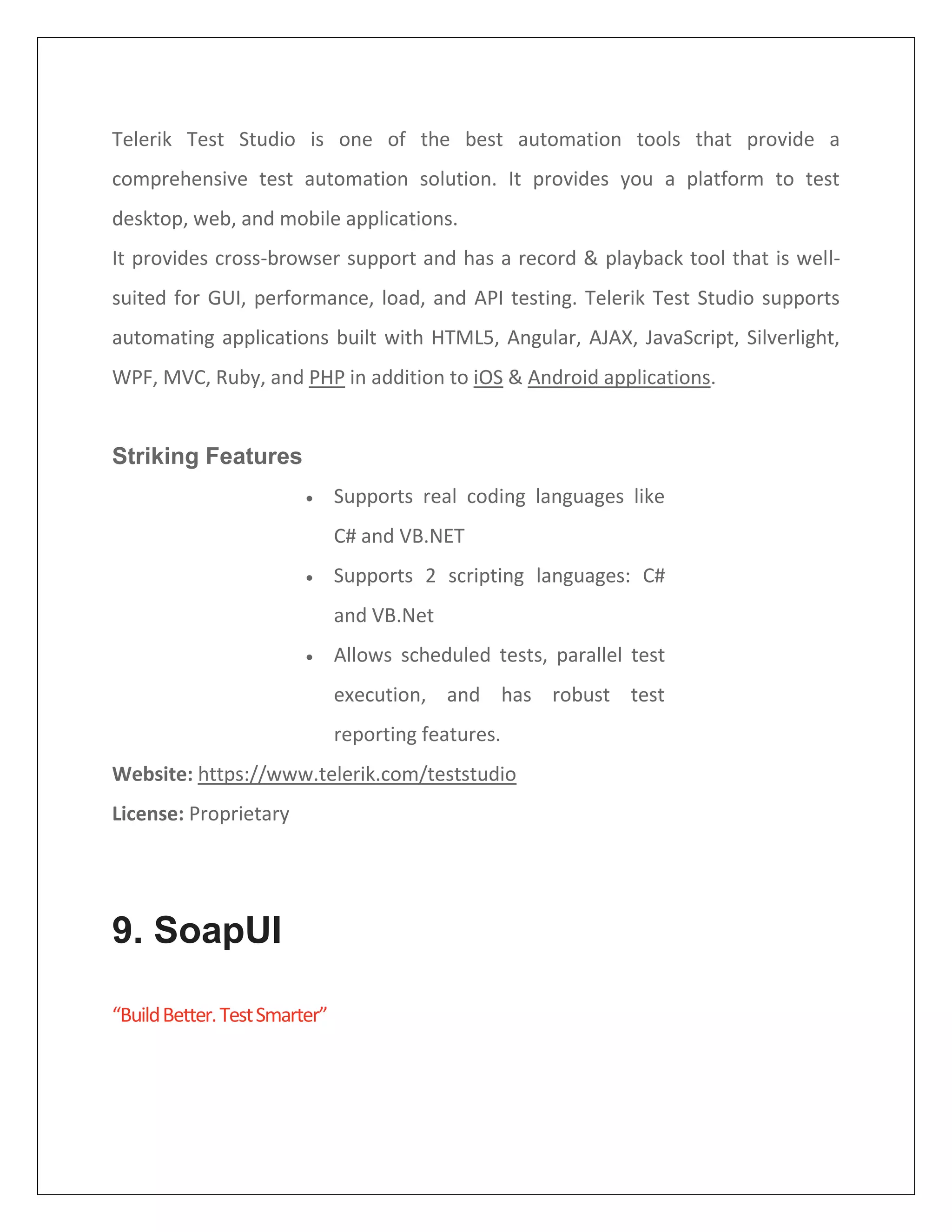 Top 10 Automation Testing Tools In 2020 Pdf