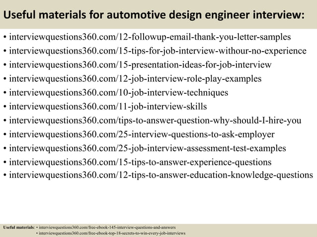 Top 10 automotive design engineer interview questions and answers | PPT