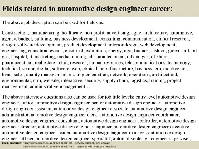 Top 10 automotive design engineer interview questions and answers | PPT