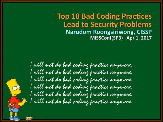 Top 10 Bad Coding Practices Lead to Security Problems | PPT