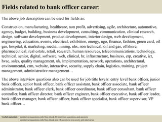 Top 10 bank officer interview questions and answers pdf | PPT
