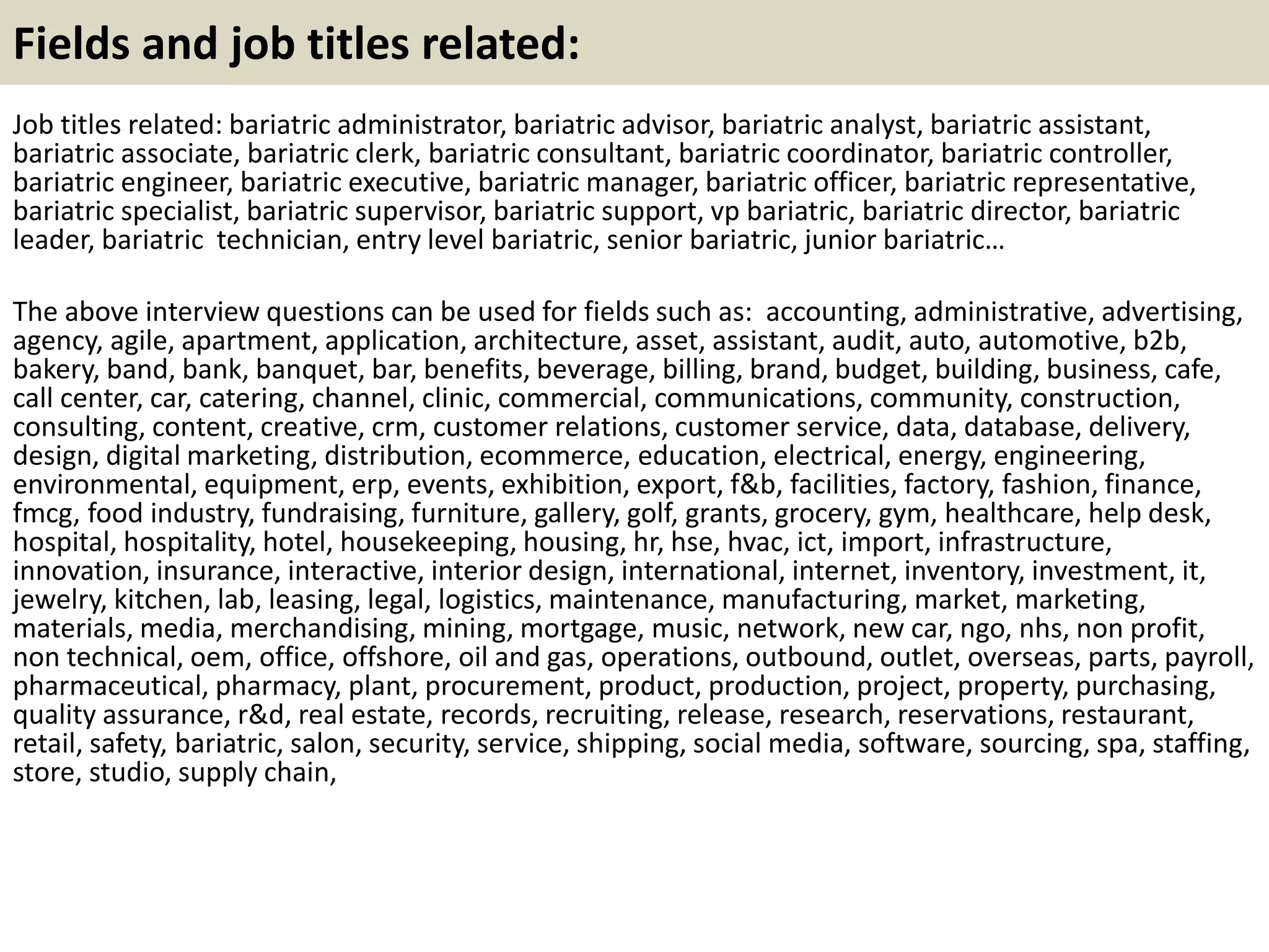 Top 10 bariatric interview questions with answers | PPTX