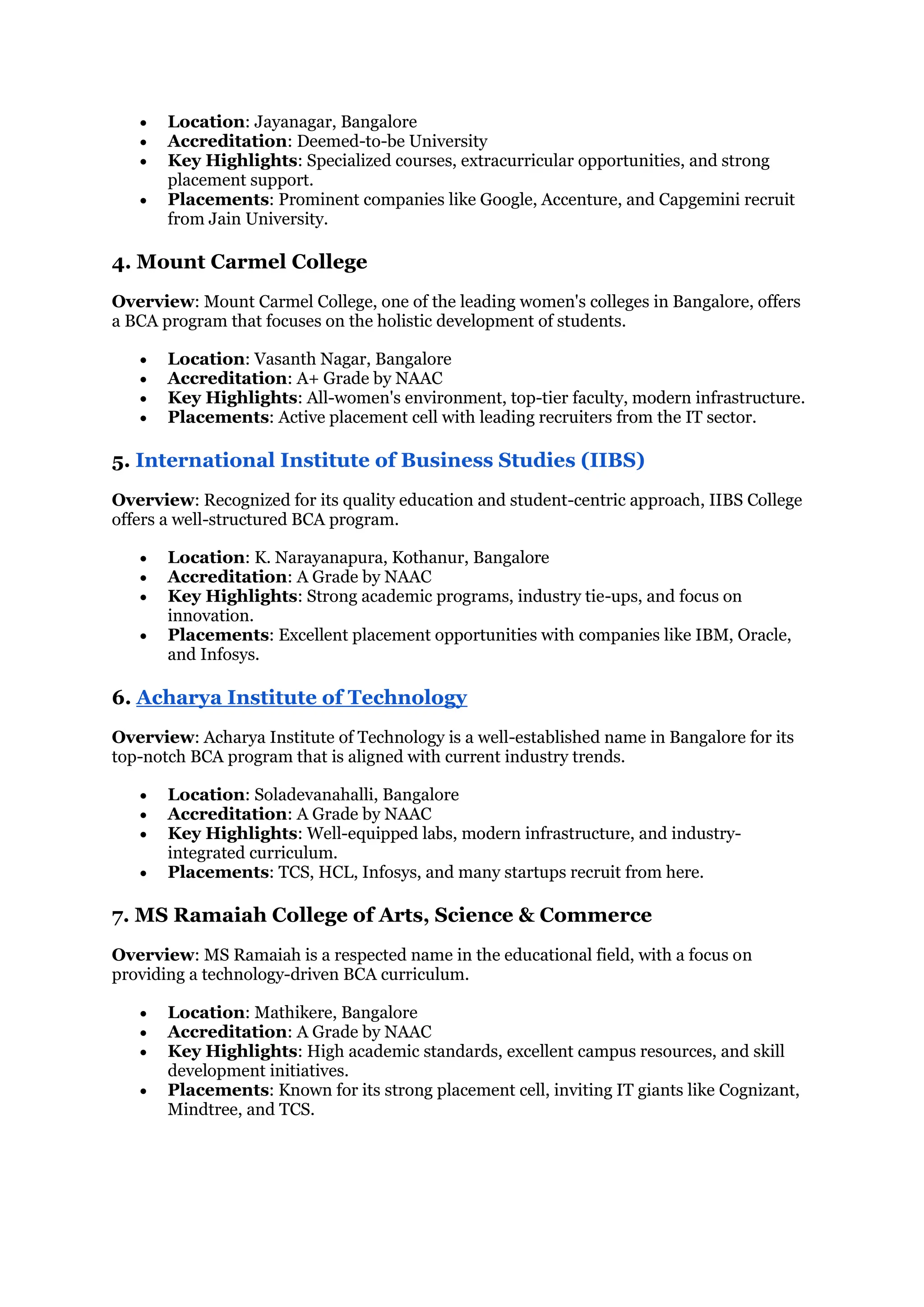 Top 10 BCA Colleges in Bangalore – Complete Guide | PDF | Education industry | Industries