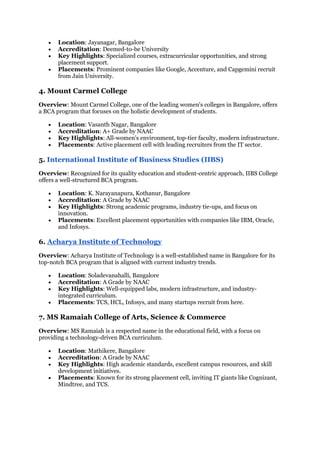 Top 10 BCA Colleges in Bangalore – Complete Guide | PDF | Education industry | Industries