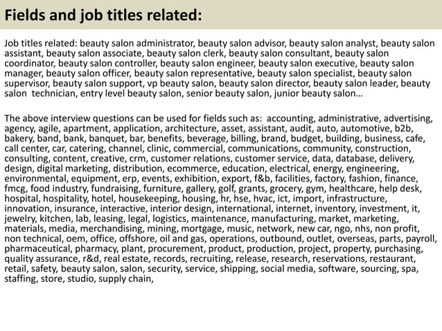 Top 10 beauty salon interview questions with answers | PPT