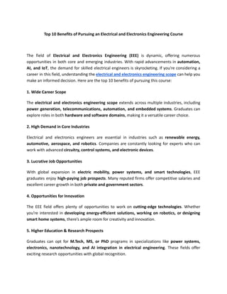 Top 10 Benefits of Pursuing an Electrical and Electronics Engineering ...