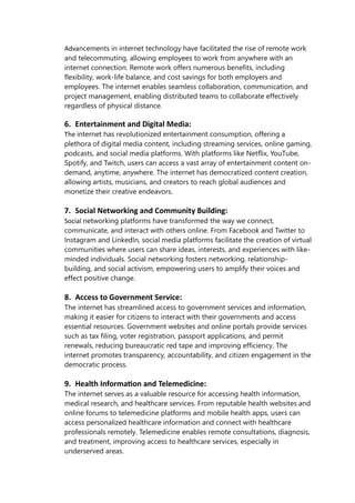 Top 10 Benefits of Using the Internet.docx | Social Networking | Internet