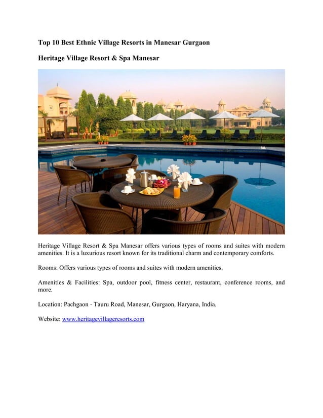 Top 10 Best Ethnic Village Resorts in Manesar Gurgaon.pdf