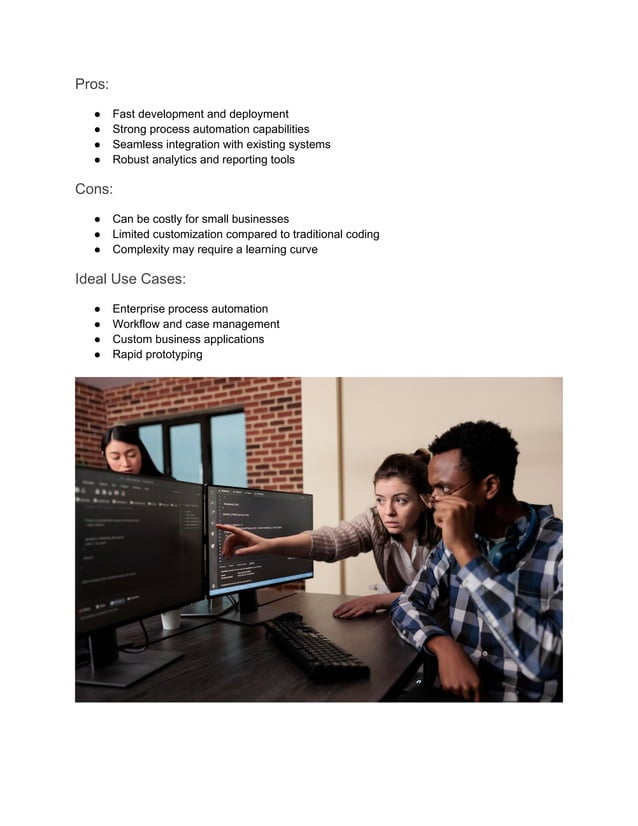 Top 10 Best Low-Code Development Platforms To Build Apps | PDF