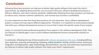 Top 10 Best Practices for Software Development Life Cycle | PPTX
