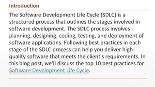 Top 10 Best Practices for Software Development Life Cycle | PPTX