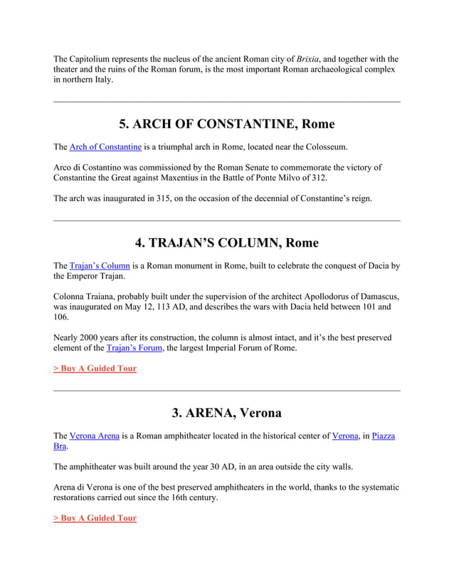 TOP 10 BEST PRESERVED ROMAN STRUCTURES IN ITALY | PDF