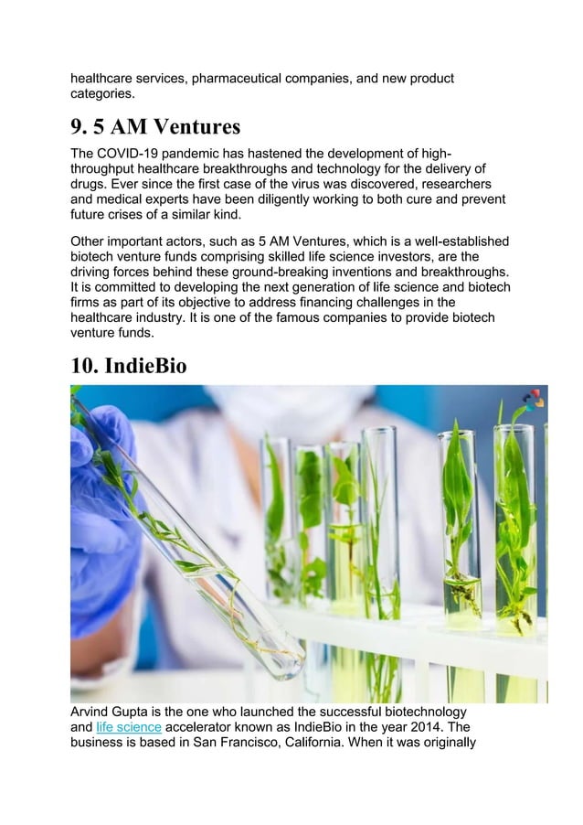 Top 10 biotech venture fund | PDF