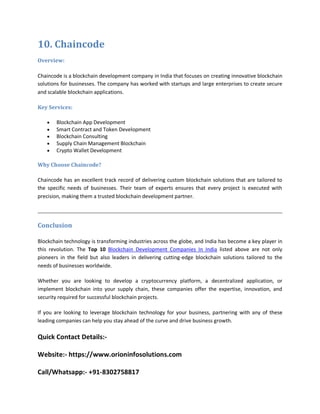 Top 10 Blockchain Development Companies In India | PDF