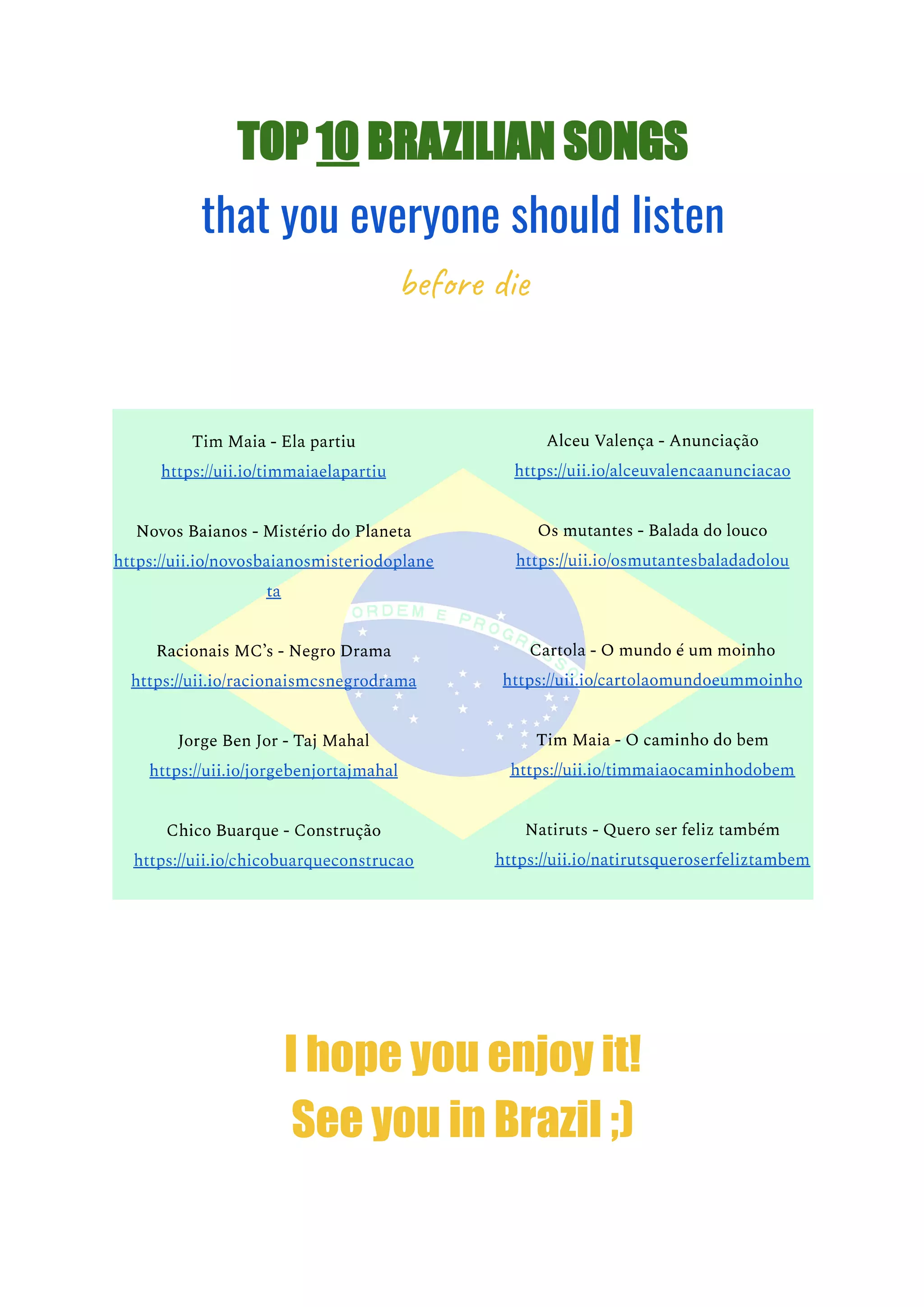 TOP 10 BRAZILIAN SONGS | PDF