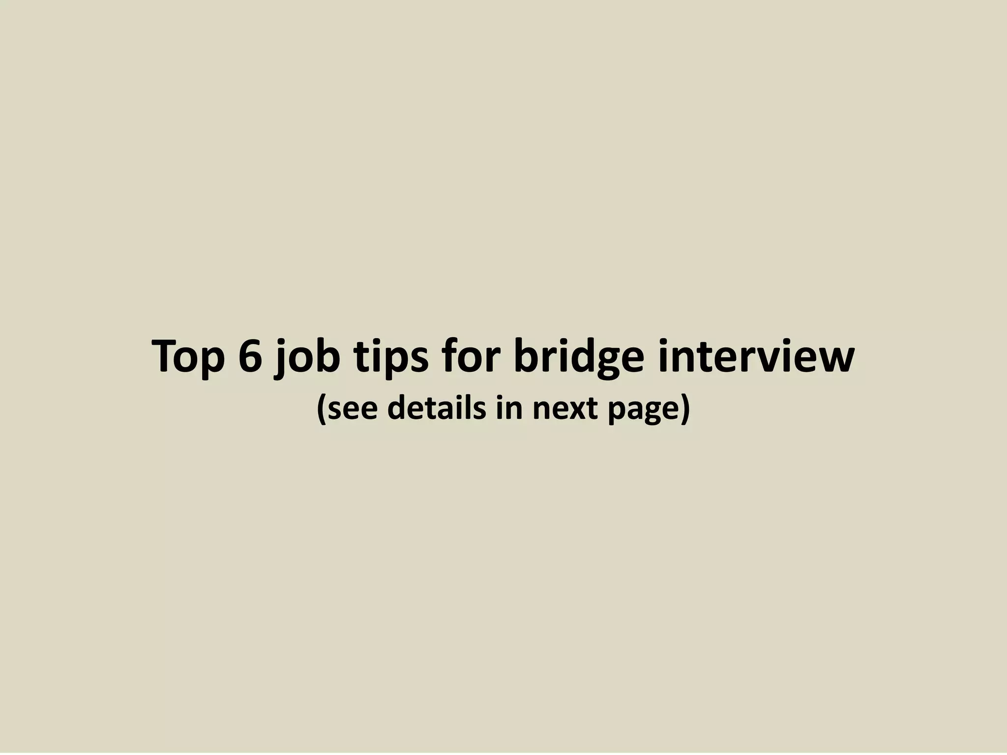 Top 10 bridge interview questions with answers | PPTX