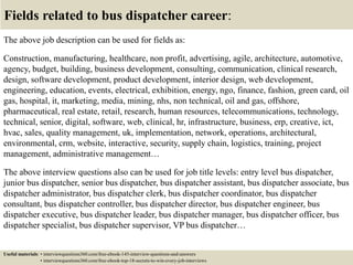 Top 10 bus dispatcher interview questions and answers | PPT
