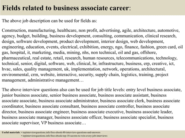 Top 10 business associate interview questions and answers | PPTX
