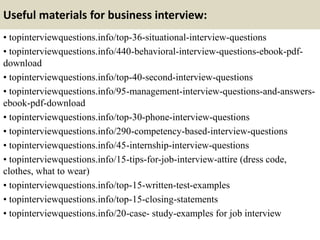 Top 10 business interview questions and answers | PPT