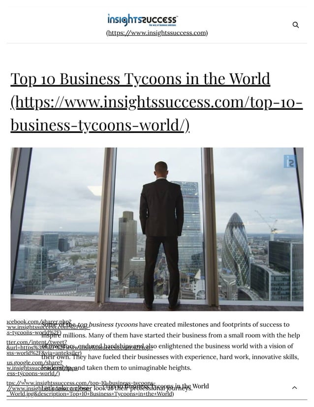 Top 10 Business Tycoons in the World | PDF