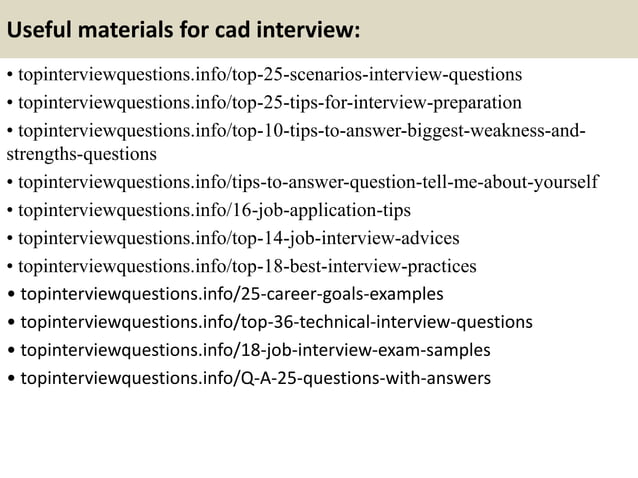 Top 10 cad interview questions and answers | PPTX