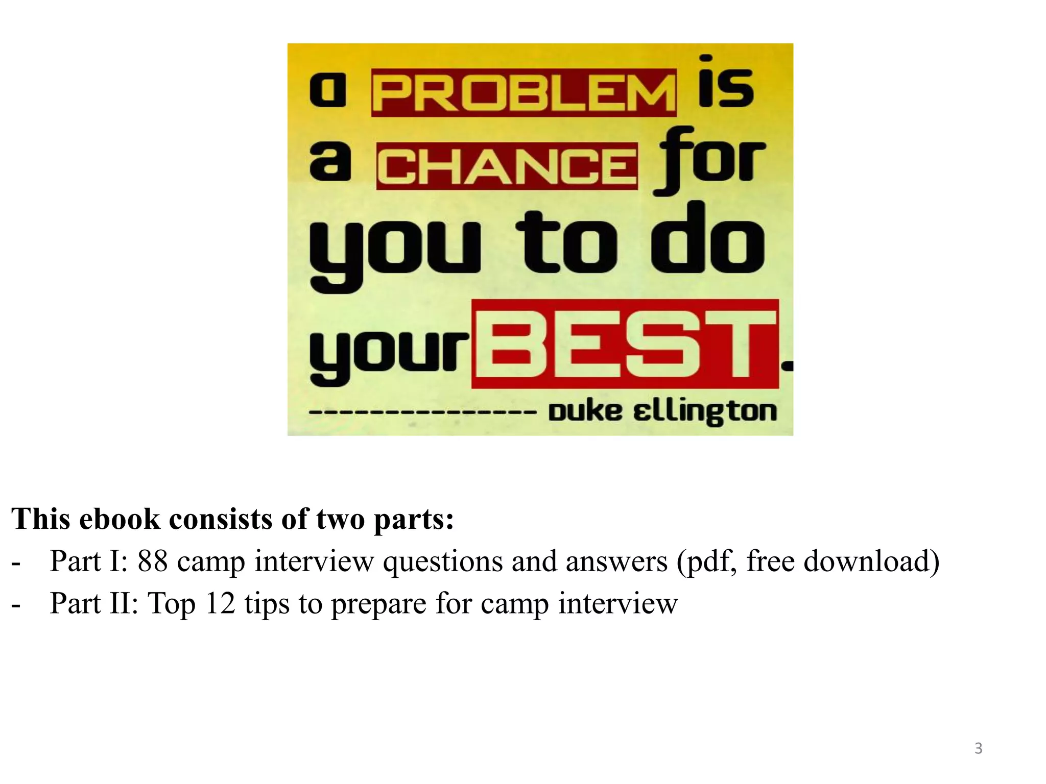 88 camp interview questions and answers | PDF