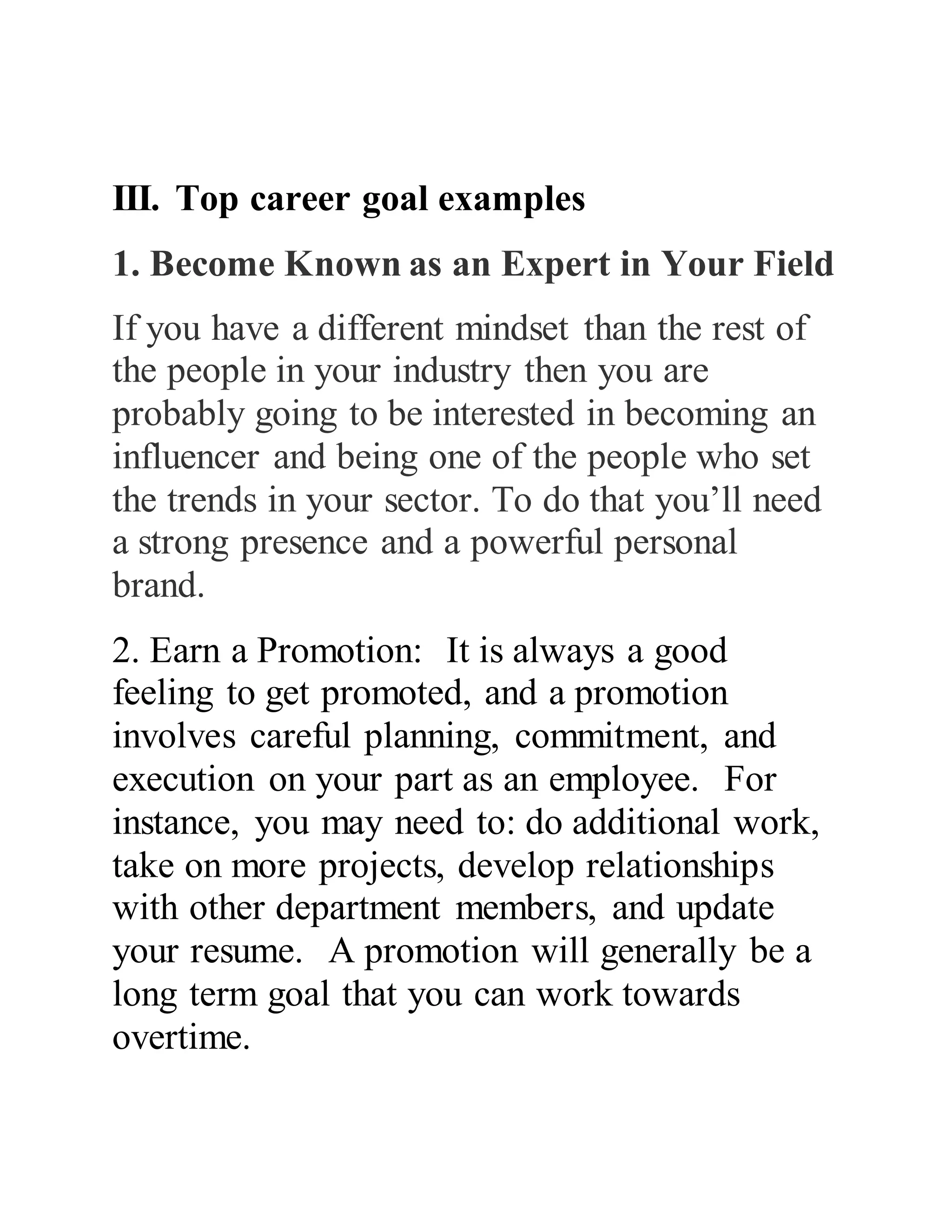 Top 10 career goal examples | DOCX | Resume Writing and Advice | Job Search