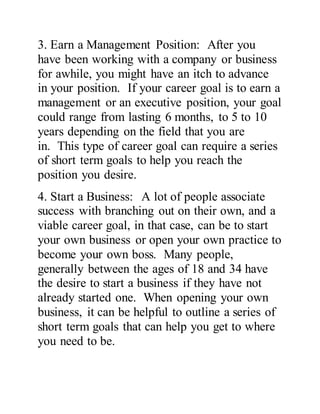 Top 10 career goal examples | DOCX | Resume Writing and Advice | Job Search