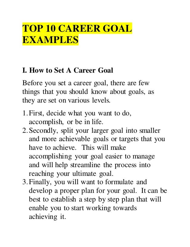 Career Aspiration Sample Letters Professional Goal Statement
