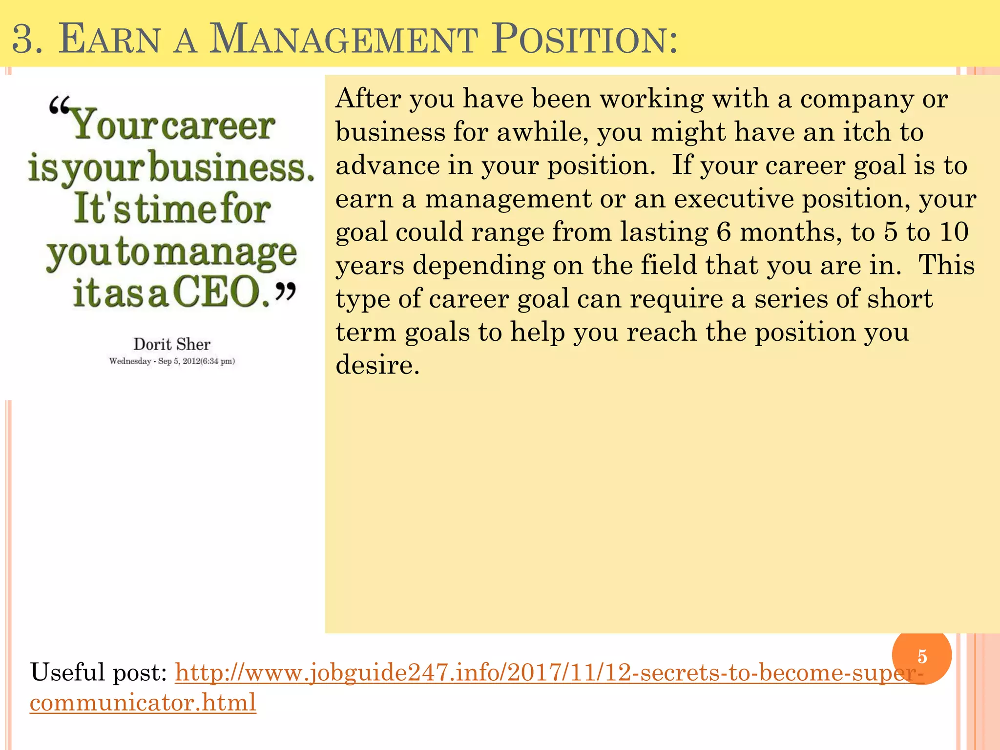 Top 10 career goals examples | PDF