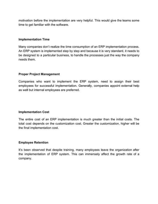 Top 10 Challenges Faced By An Organization In Erp Implementation Pdf