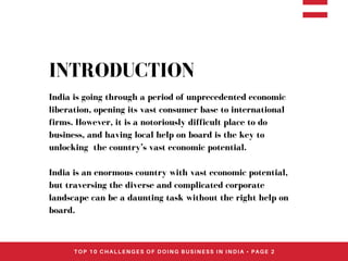 Top 10 Challenges of Doing Business In India by Shwetang Panchal | PDF