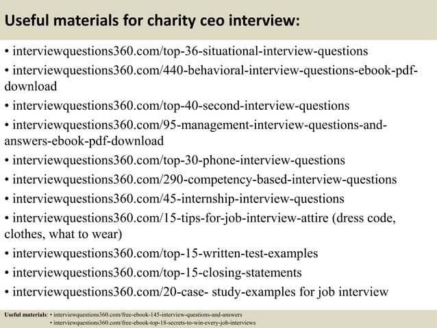 Top 10 charity ceo interview questions and answers | PPTX