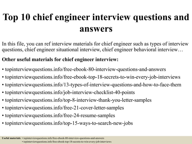 Top 10 chief engineer interview questions and answers | PPTX