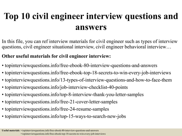 Top 52 civil engineer interview questions and answers pdf | PDF